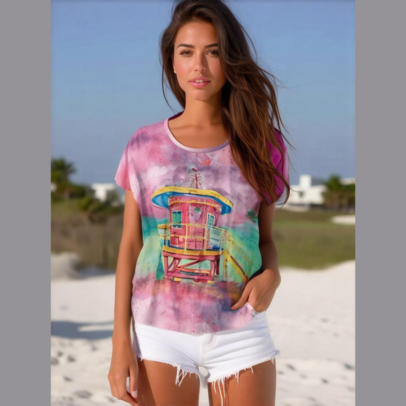 Leoma Lovegrove | Tops | Leona Lovegrove Sparkly Beach Themed Tshirt ...